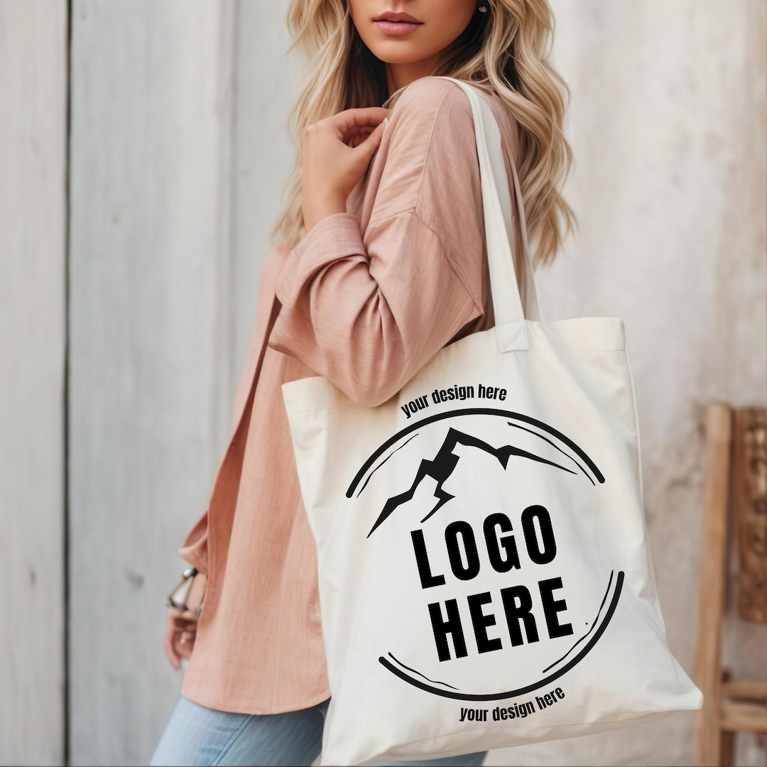 Personalized Tote Bag Your Logo Here, Business Logo Custom Beach Canvas ...