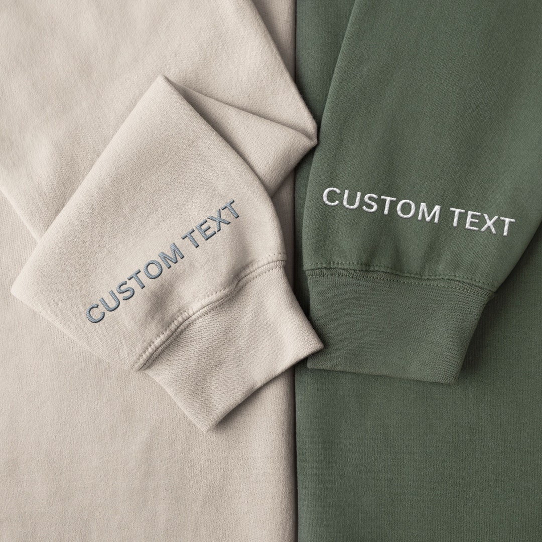 Custom Embroidered Logo Text Sweatshirt, Embroidered Business Logo ...