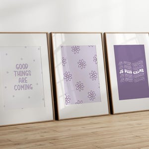 Trendy Purple Wall Art Set of 18 Prints | Minimalist Wall Decor Bundle ...