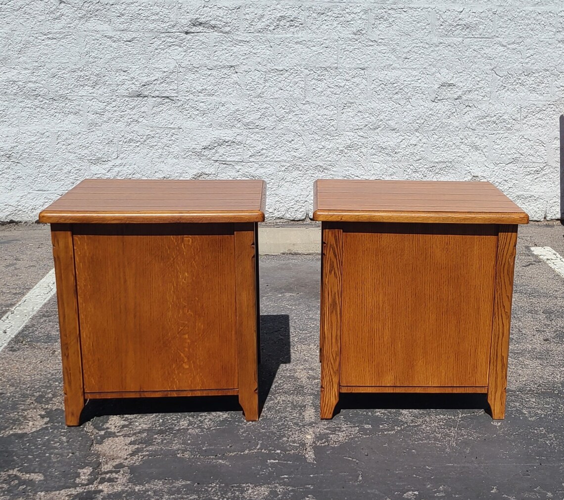 Large Scale Pair of Oak Mission Style Nightstands With 3 Drawers - Etsy