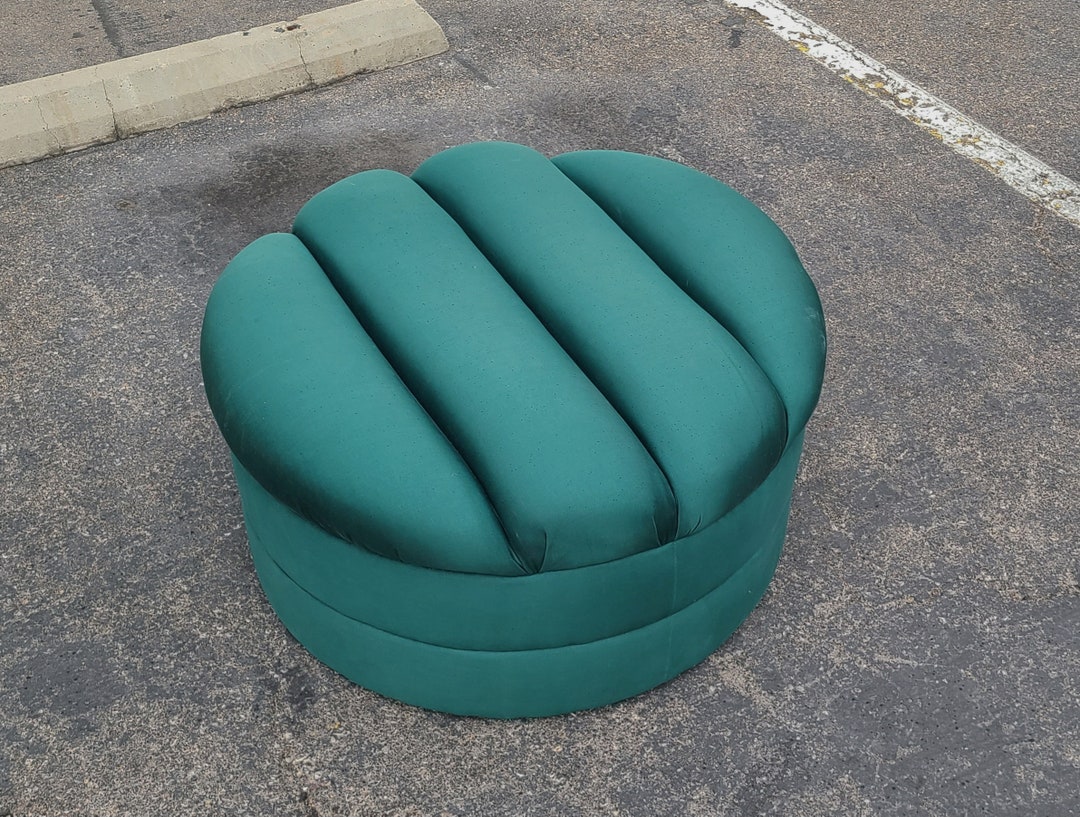 1980's Large Round Channeled Pouf Ottoman - Etsy