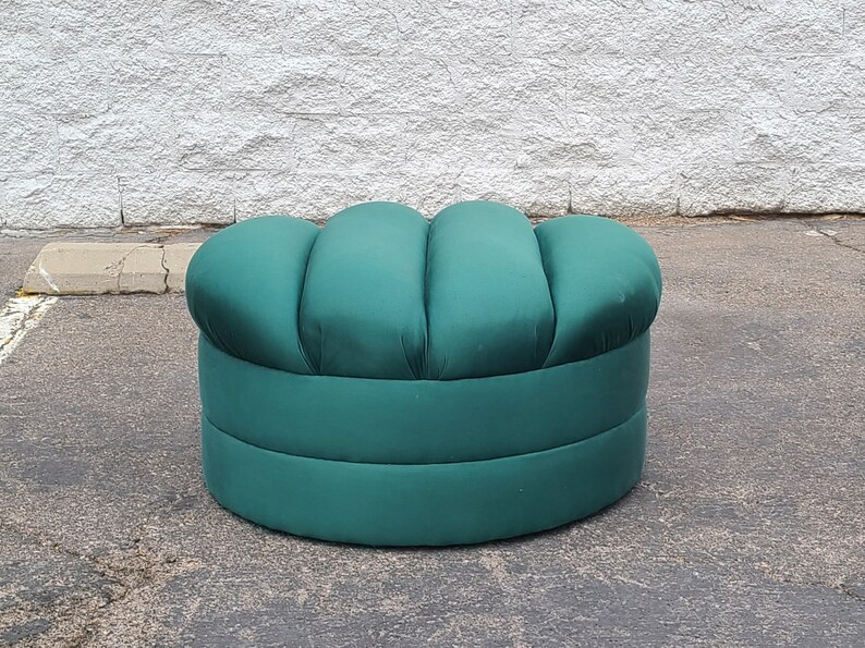 1980's Large Round Channeled Pouf Ottoman - Etsy