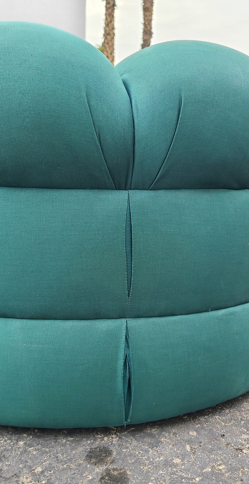 1980's Large Round Channeled Pouf Ottoman - Etsy