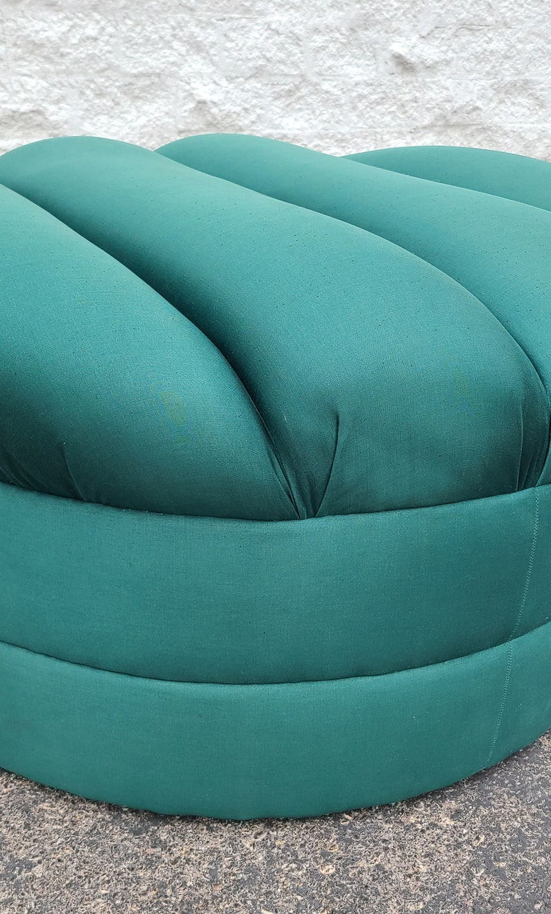1980's Large Round Channeled Pouf Ottoman - Etsy