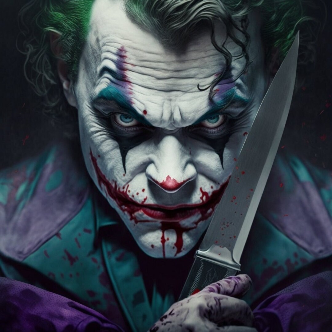 The Joker's Threat, the Joker Holding a Knife, Deadly Joker Smiling ...