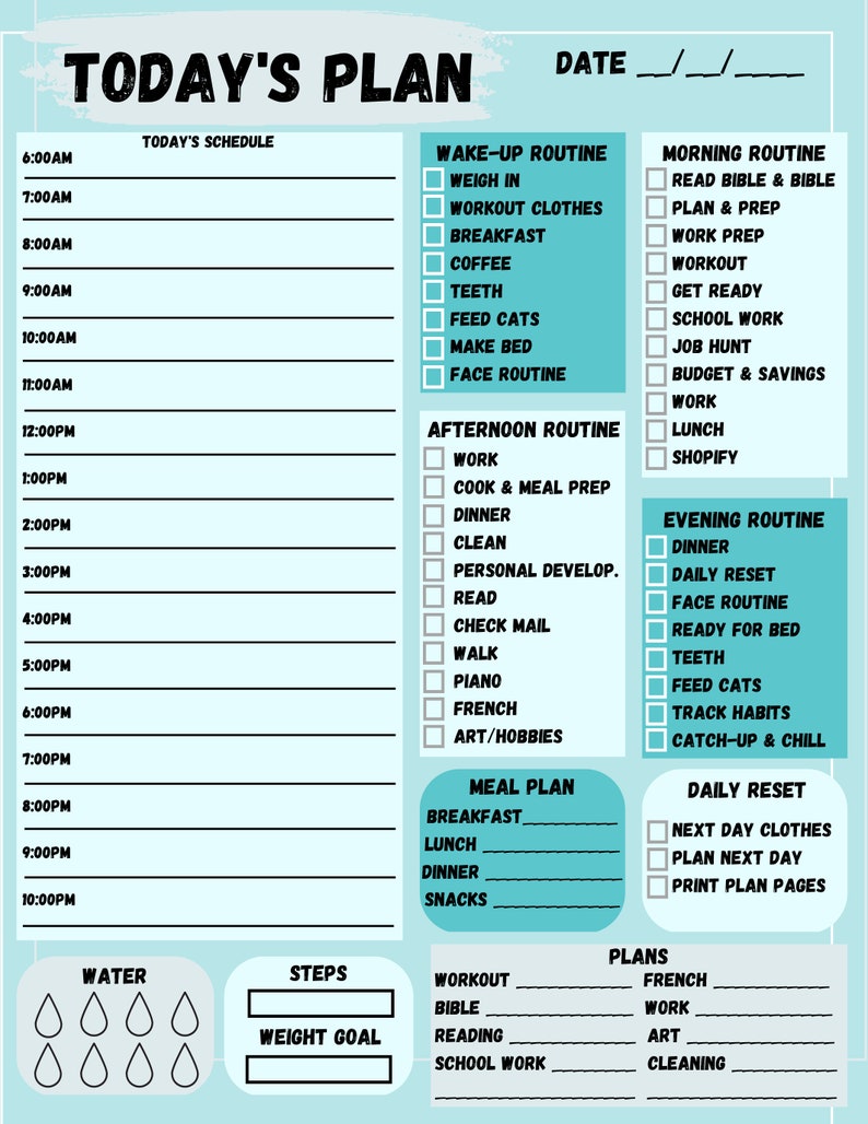 Daily Planner Page - Etsy