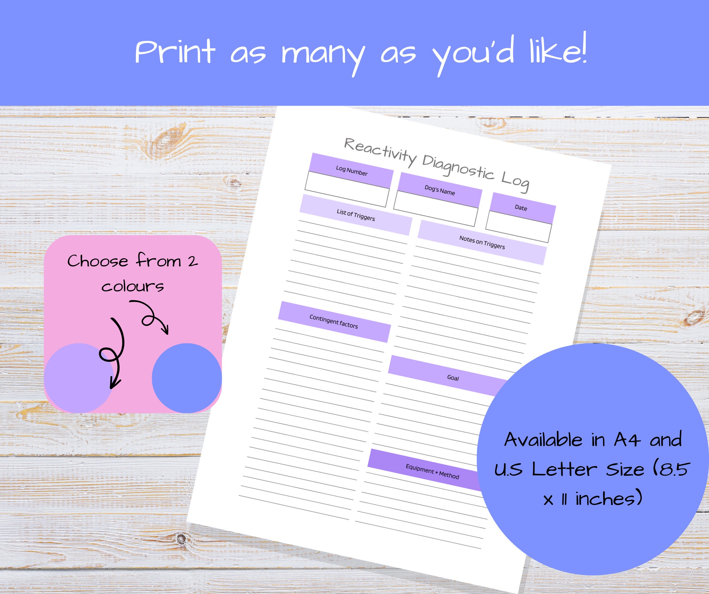 PRINTABLE Dog Reactivity Log Book | Dog Training Progress Pack | Leash ...