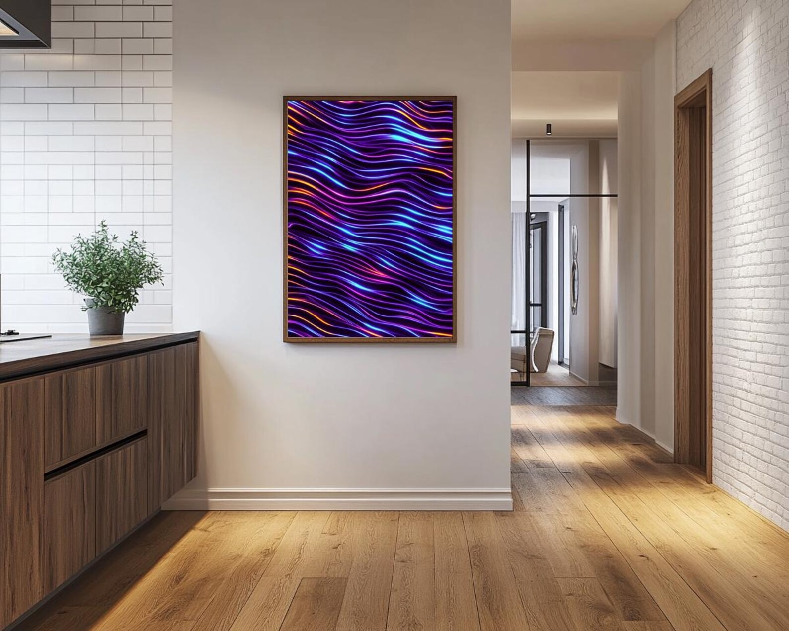 Neon Wall Art, Purple Waves Poster, Neon Waves Print, Waves Art Print ...
