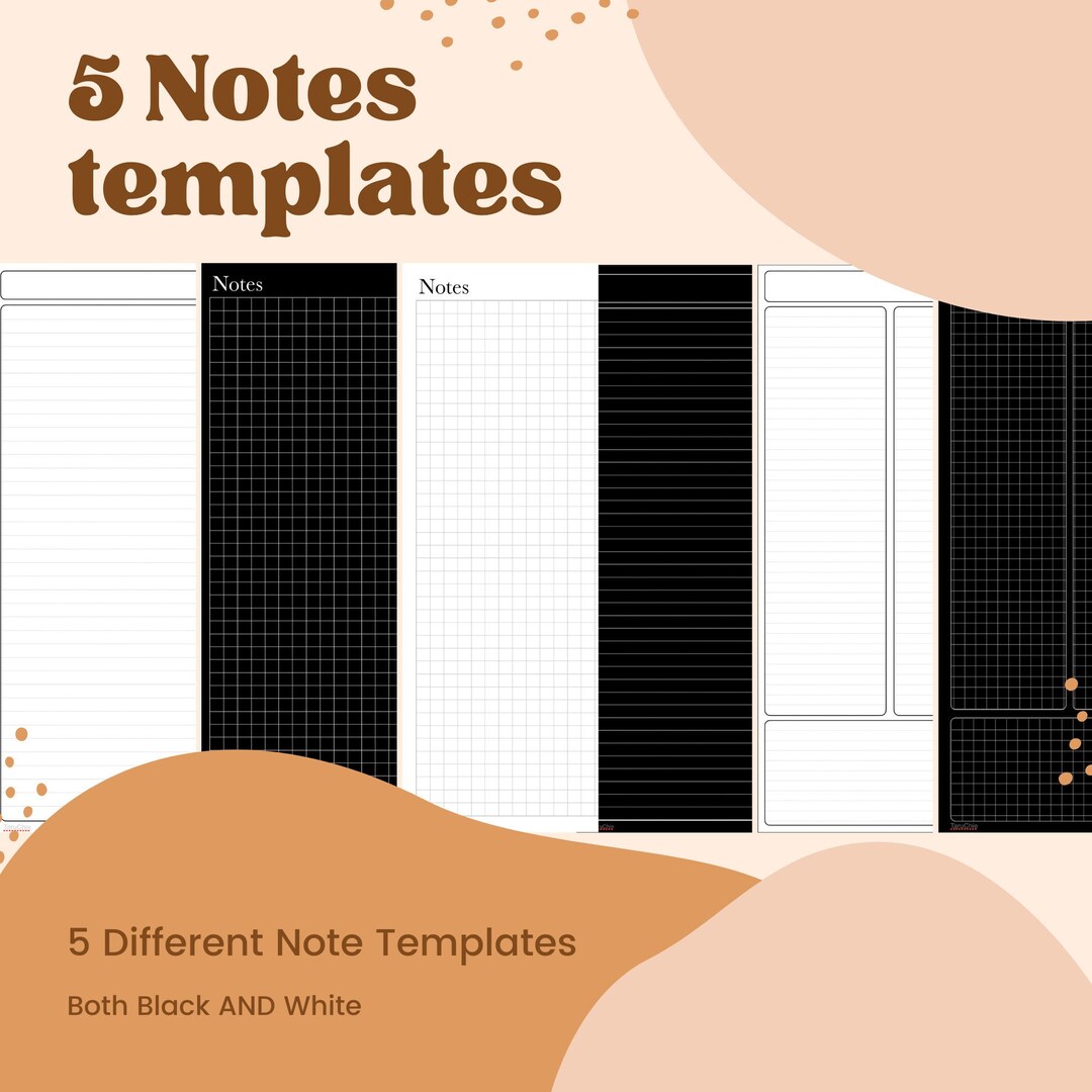 10 Different Note Templates! Both Black and White. - Etsy