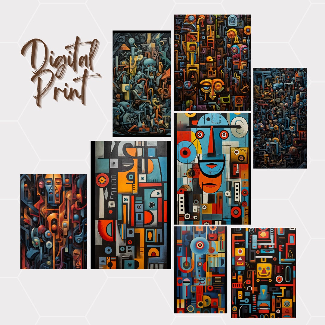 Geometric Shapes Cubist Style, Multicoloured Designs Digital Download ...