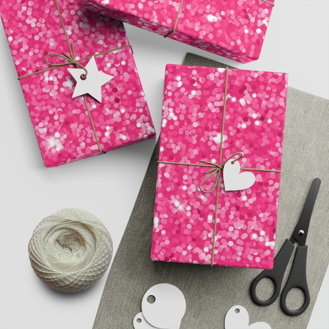 Glitter Pink Gift Wrapping Paper Sheets, 1pc - Etsy