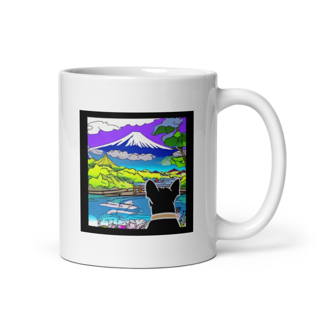 Mount Fuji Japan Faraway Frenchie White Glossy Mug - Etsy