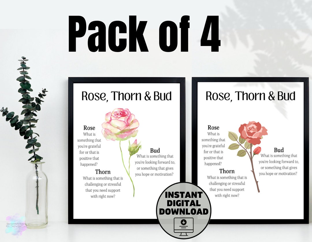2 Styles of Rose, Bud and Thorn Check in Resource With Handouts, Great ...
