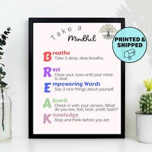 Mindfulness Take a Mindful Break Mental Health Poster, Therapy Office ...