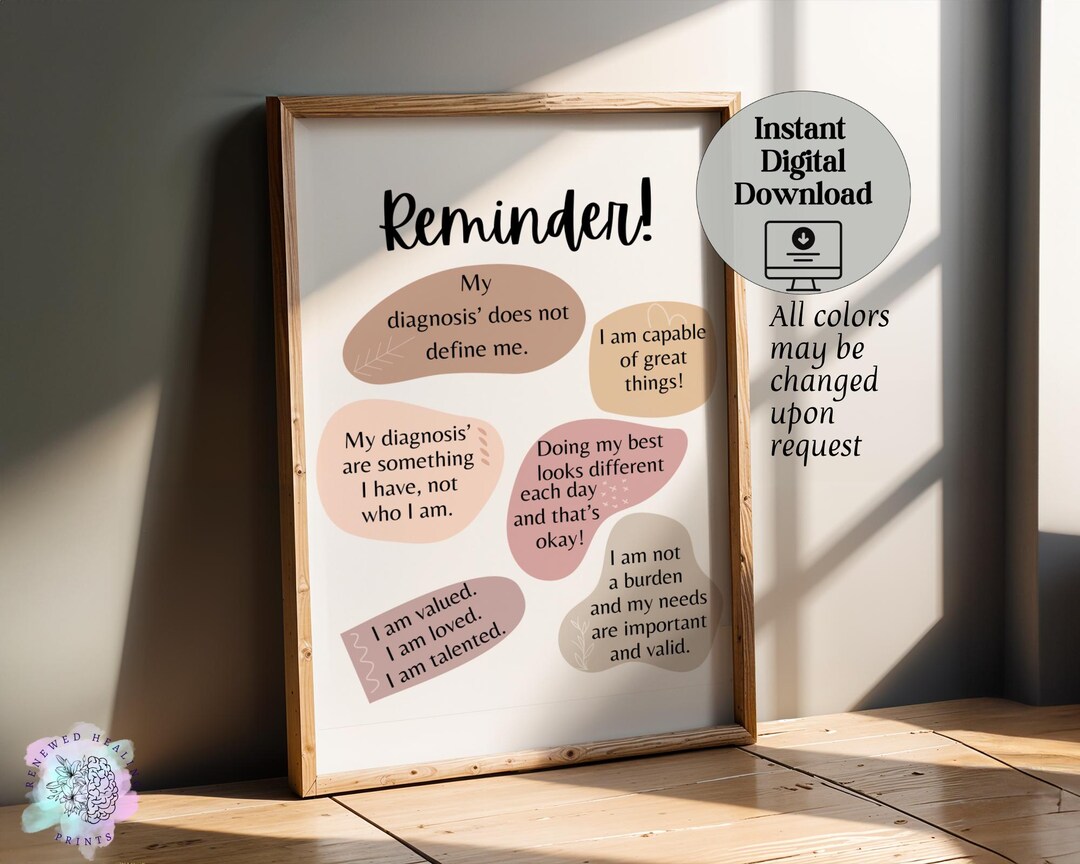 Mental Health Daily Reminders for New Diagnosis BOHO Style for Social ...