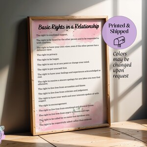 Basic Rights in a Relationship Poster: Therapy Office Decor (8.5 X 11 ...