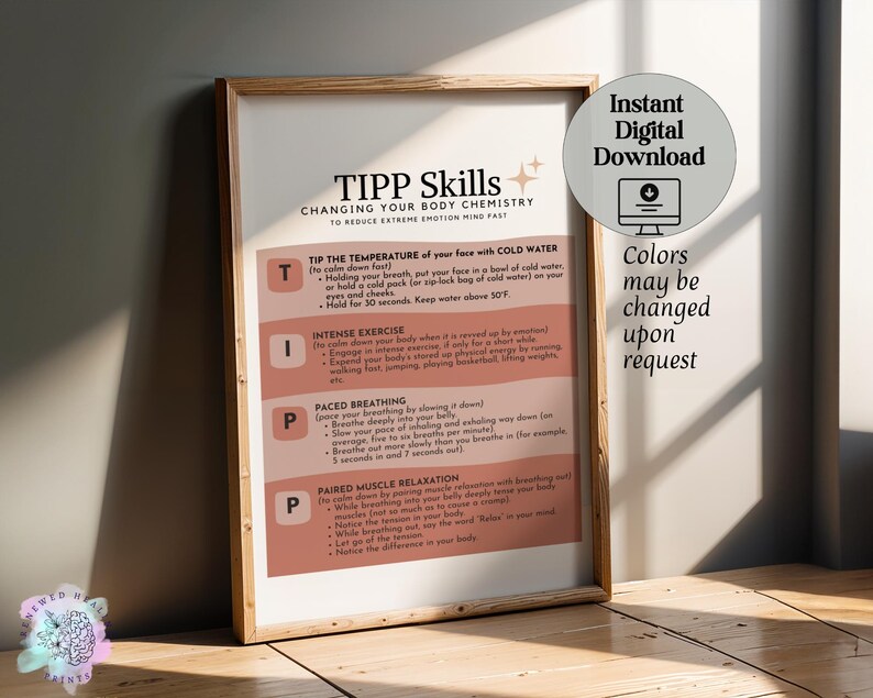 TIPP Skills: Dialectical Behavior Therapy Single Print for Social ...