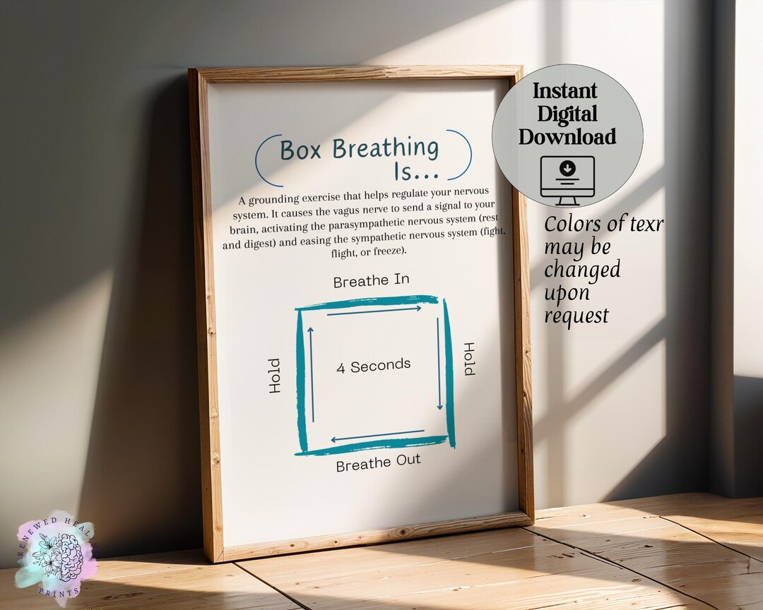 Grounding Box Breathing Exercise Handout for Anxiety, Panic for Social ...