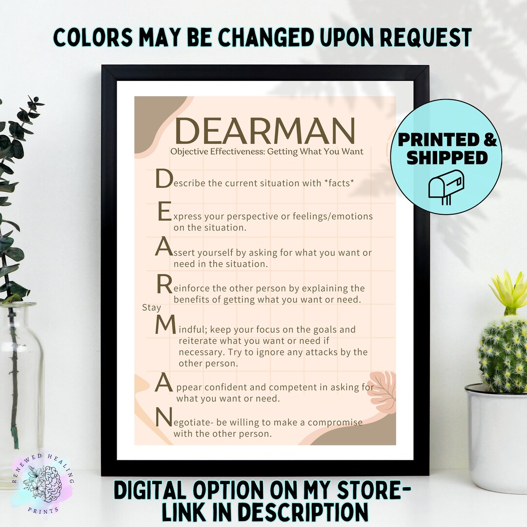 DBT:DEARMAN | BOHO Dialectical Behavior Therapy, Interpersonal ...