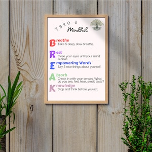 Mindfulness Take a Mindful Break Mental Health Poster, Therapy Office ...