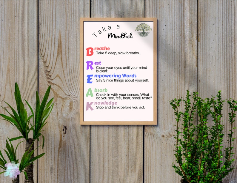 Mindfulness Take a Mindful Break Mental Health Poster, Therapy Office ...