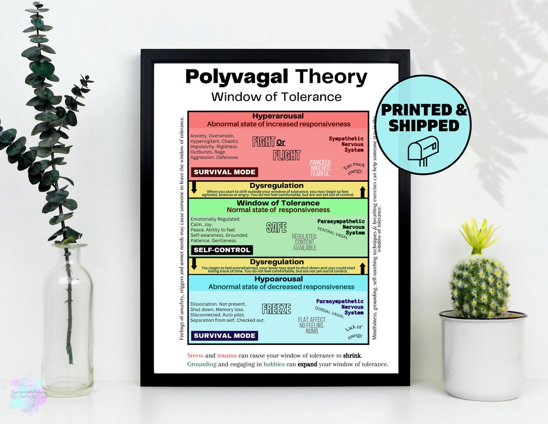 Polyvagal Theory: Window of Tolerance, Trauma, Distress Diagram Graphic ...