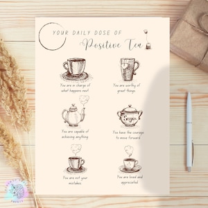 Simple Positivity Affirmation Tea Theme for Social Workers, Counseling ...