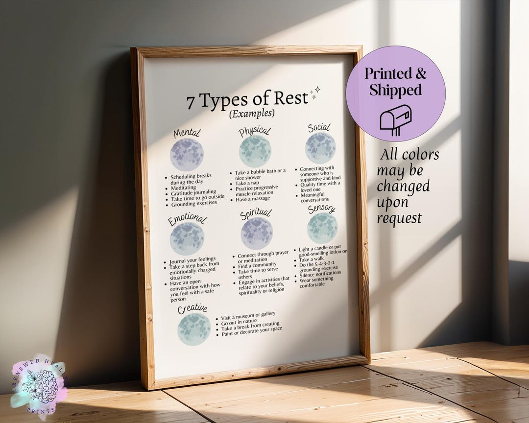 7 Types of Rest Print: Mental Health Decor for Therapists - Etsy