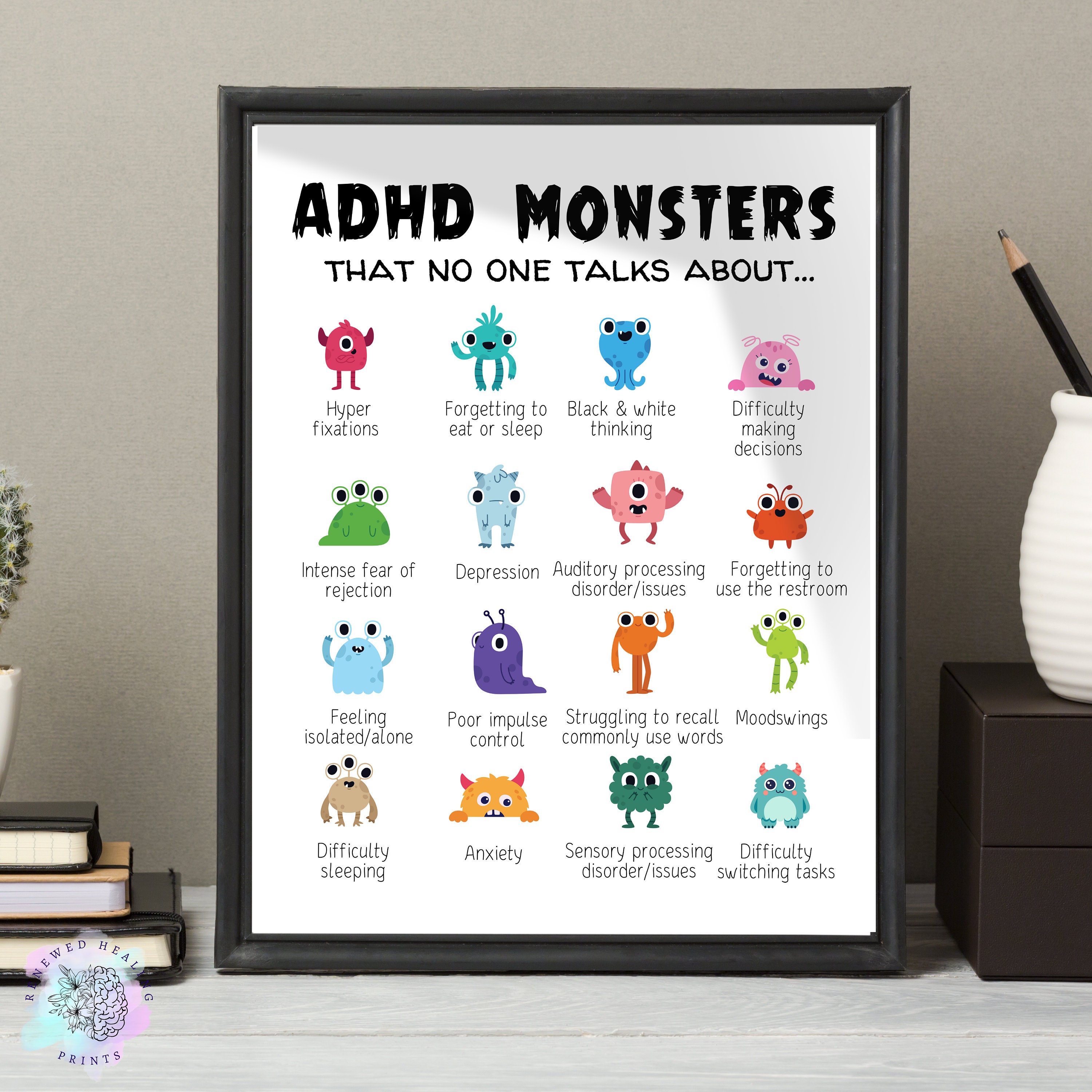 ADHD Monsters, Symptoms, Did You Know, Kid Friendly Print for Social ...