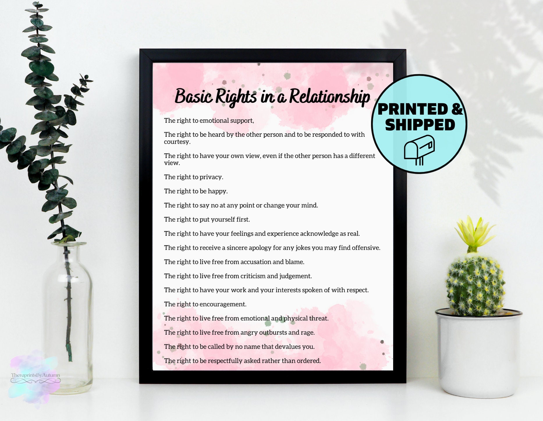 Basic Rights in a Relationship Poster Therapy Office Decor, Psychology ...