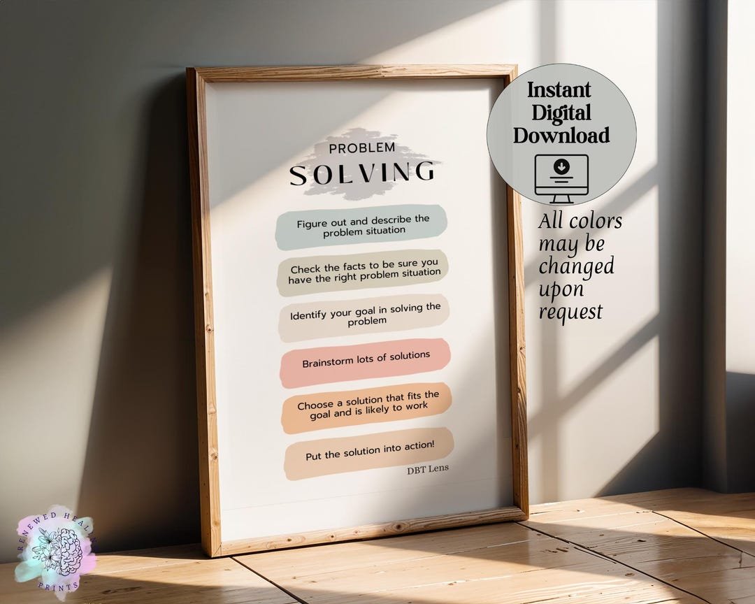 Problem Solving DBT Pastel Print: Mental Health Office Decor (digital ...