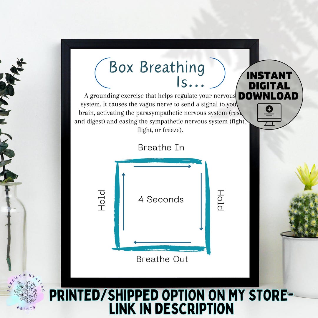 Grounding Box Breathing Exercise Handout for Anxiety, Panic for Social ...