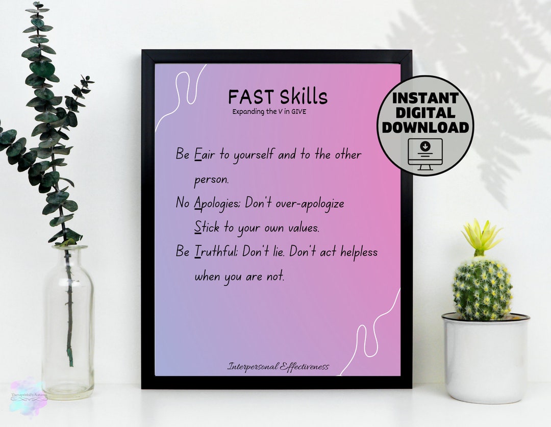 DBT: FAST Skill Dialectical Behavior Therapy Interpersonal - Etsy