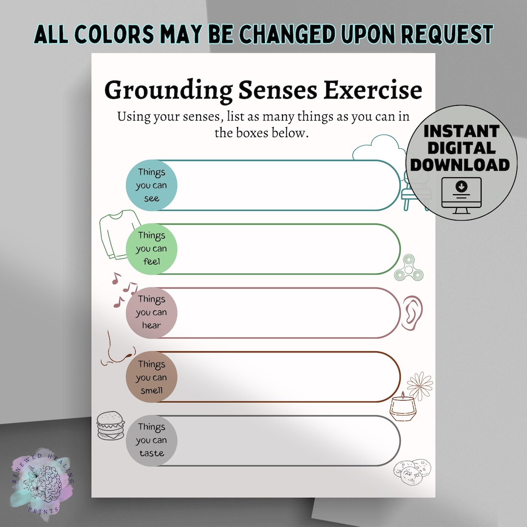Grounding Senses Worksheet Mindfulness Exercise for Social Worker ...
