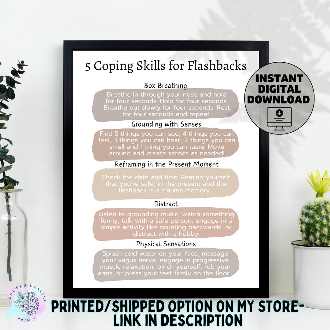 5 Coping Skills for Flashbacks, PTSD, Trauma, CPTSD, BOHO Neutral Color ...