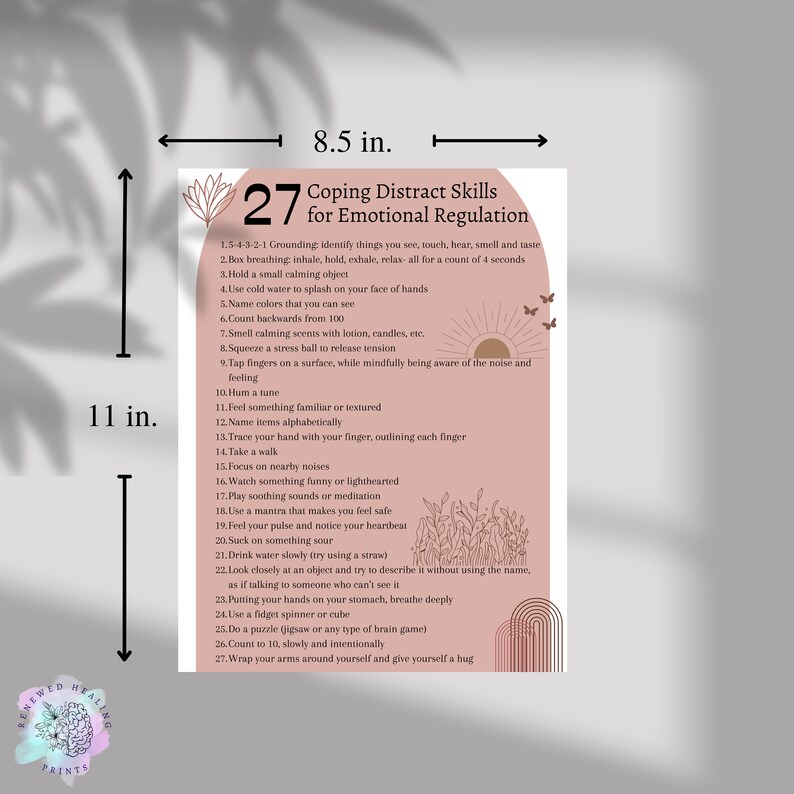 Coping Distract Skills for Emotional Regulation DBT for Social Workers ...
