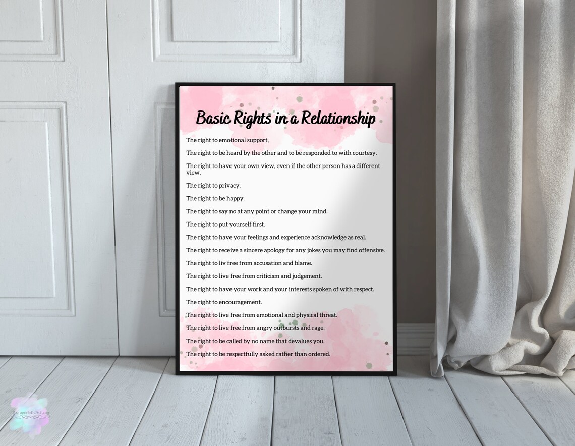 Basic Rights in a Relationship Poster Therapy Office Decor, Psychology ...