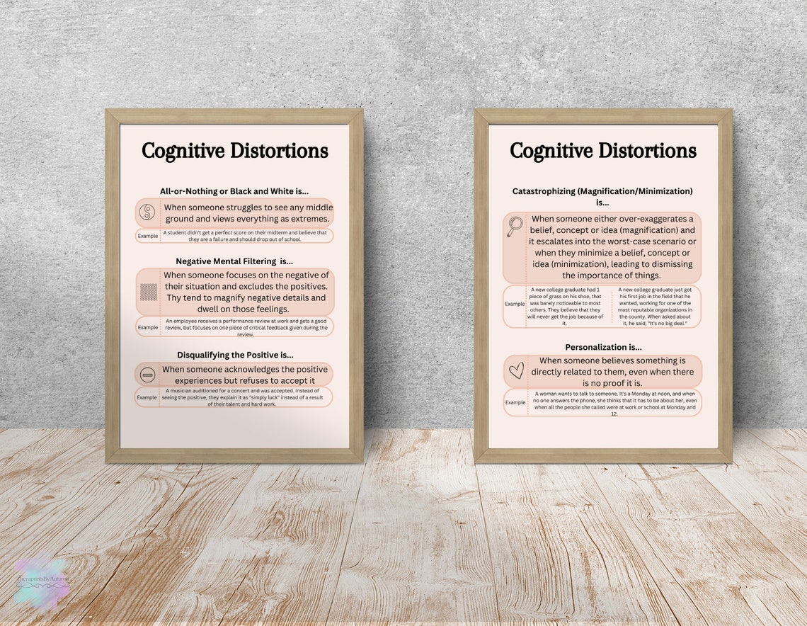 Twelve Cognitive Distortions: Definitions With Examples - Etsy