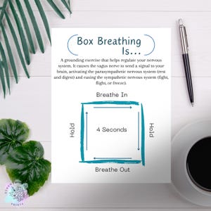 Grounding Box Breathing Exercise Handout for Anxiety, Panic for Social ...
