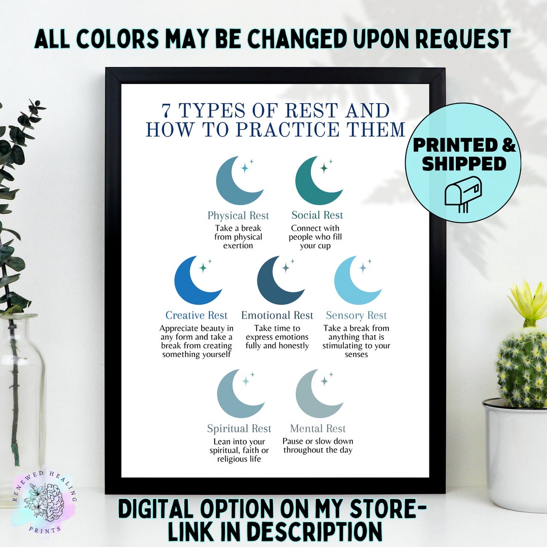 Seven Types of Rest With Blue Moons for Social Workers, Occupational ...