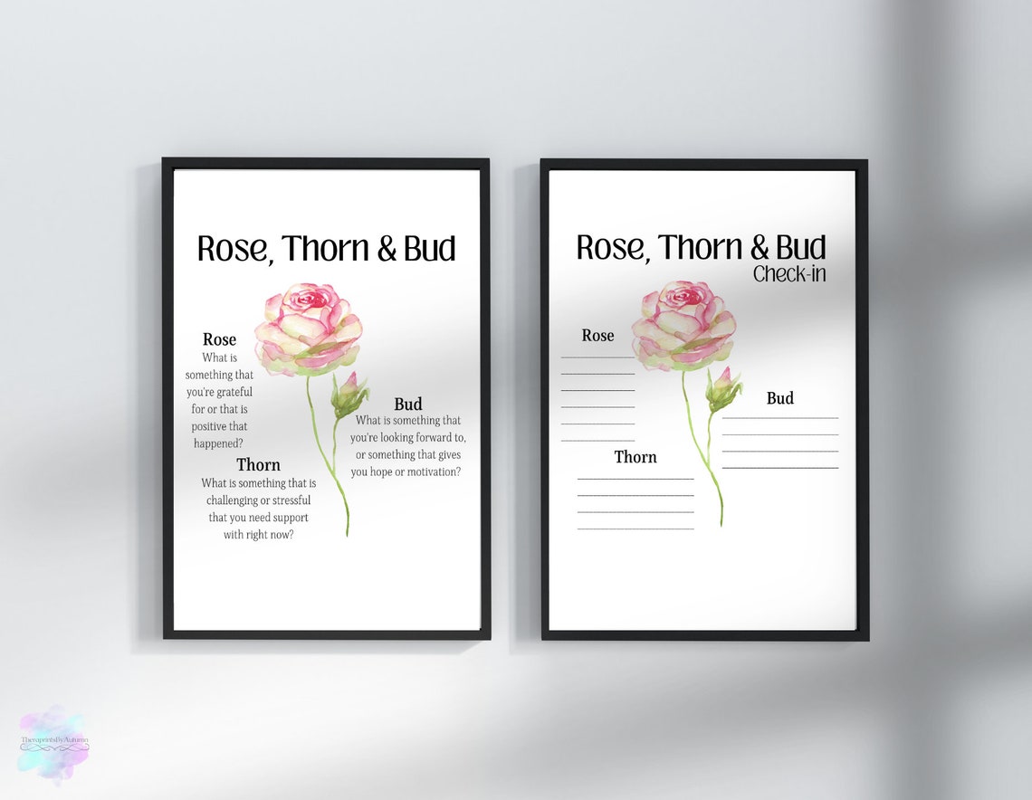 2 Styles of Rose, Bud and Thorn Check in Resource With Handouts, Great ...
