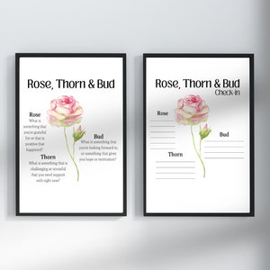 2 Styles of Rose, Bud and Thorn Check in Resource With Handouts, Great ...