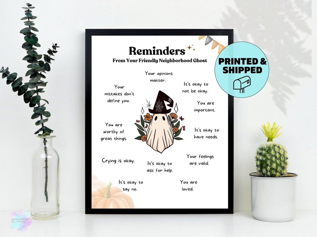 Positive Affirmations From a Ghost, Halloween Edition, Cute, Floral ...