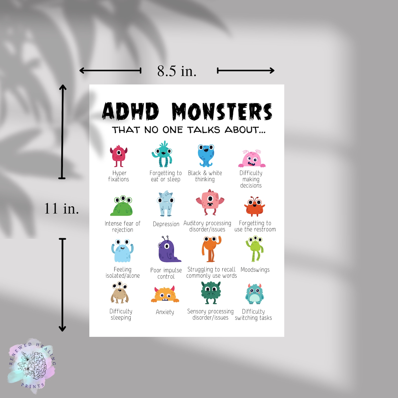 ADHD Monsters, Symptoms, Did You Know, Kid Friendly Print for Social ...