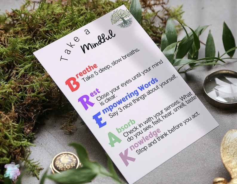 Mindfulness Take a Mindful Break Mental Health Poster, Therapy Office ...