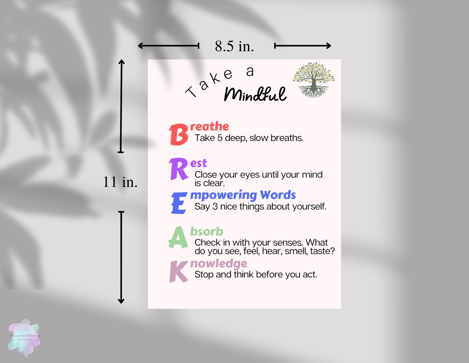 Mindfulness Take a Mindful Break Mental Health Poster, Therapy Office ...