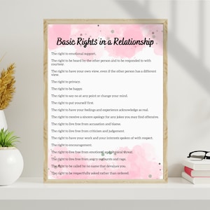 Basic Rights in a Relationship Poster Therapy Office Decor, Psychology ...
