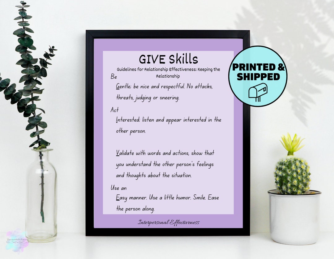 DBT: GIVE Skill Dialectical Behavior Therapy Interpersonal - Etsy