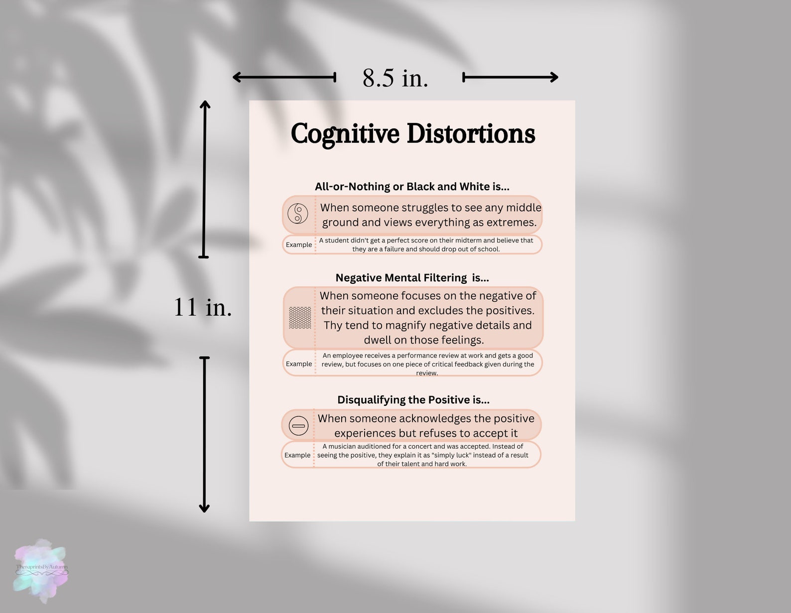 Twelve Cognitive Distortions: Definitions With Examples, Bundle of 5 ...