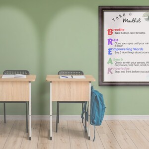 Mindfulness Take a Mindful Break Mental Health Poster, Therapy Office ...